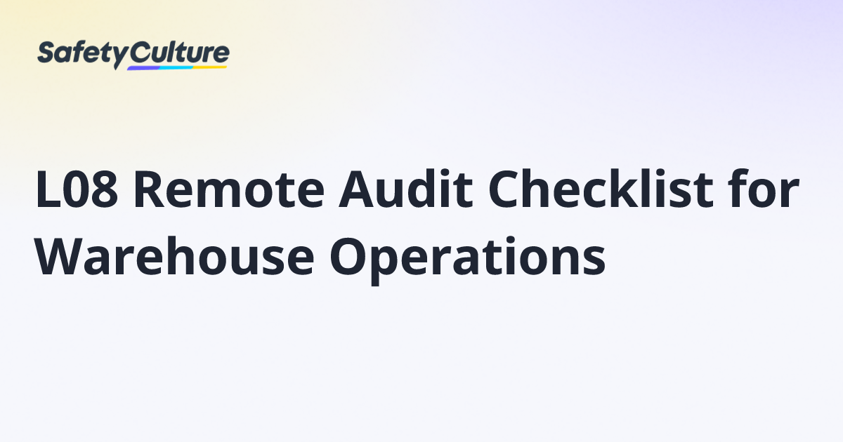L08 Remote Audit Checklist for Warehouse Operations | Free Template