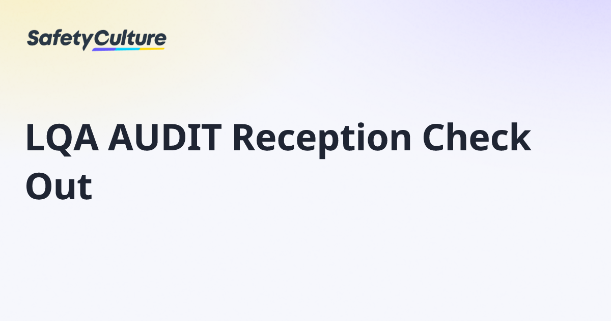 LQA AUDIT Reception Check Out | Free Template