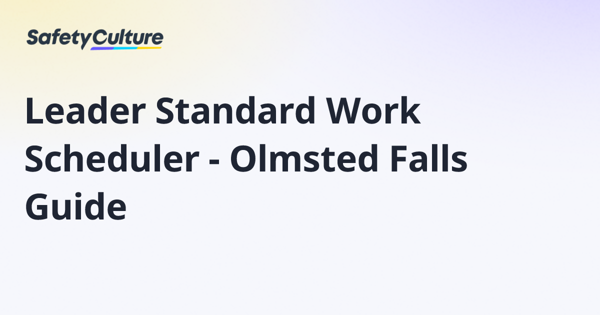 Leader Standard Work Scheduler - Olmsted Falls Guide | Free Template