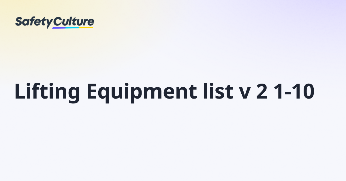 Lifting Equipment list v 2 1-10 | Free Template