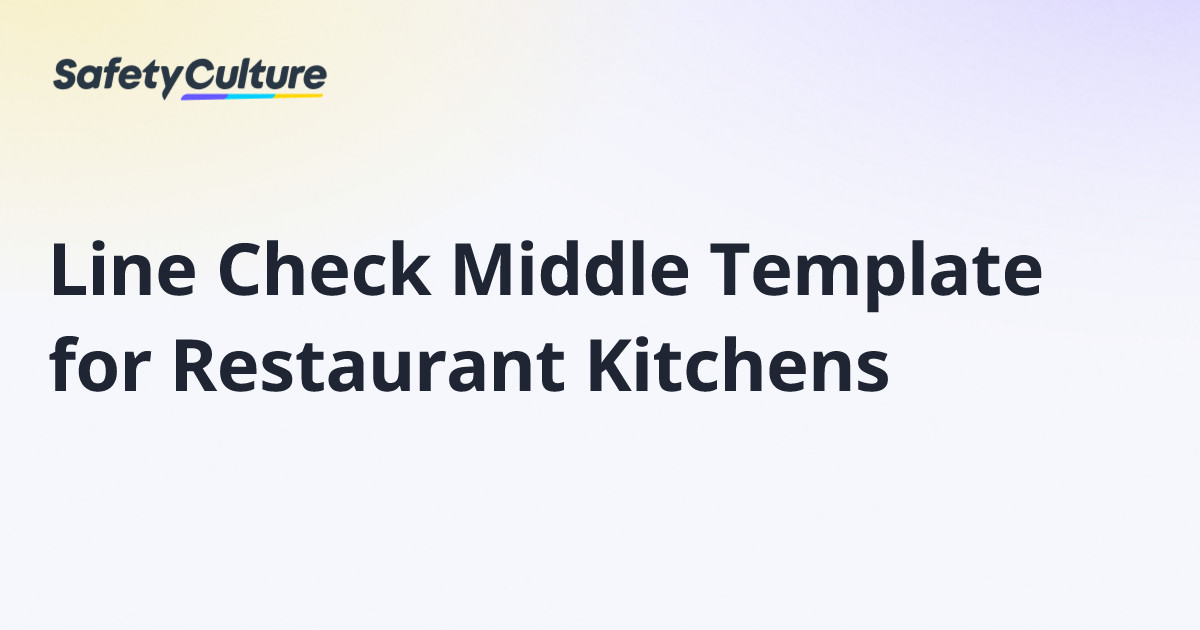 Line Check Middle Template for Restaurant Kitchens | Free Template