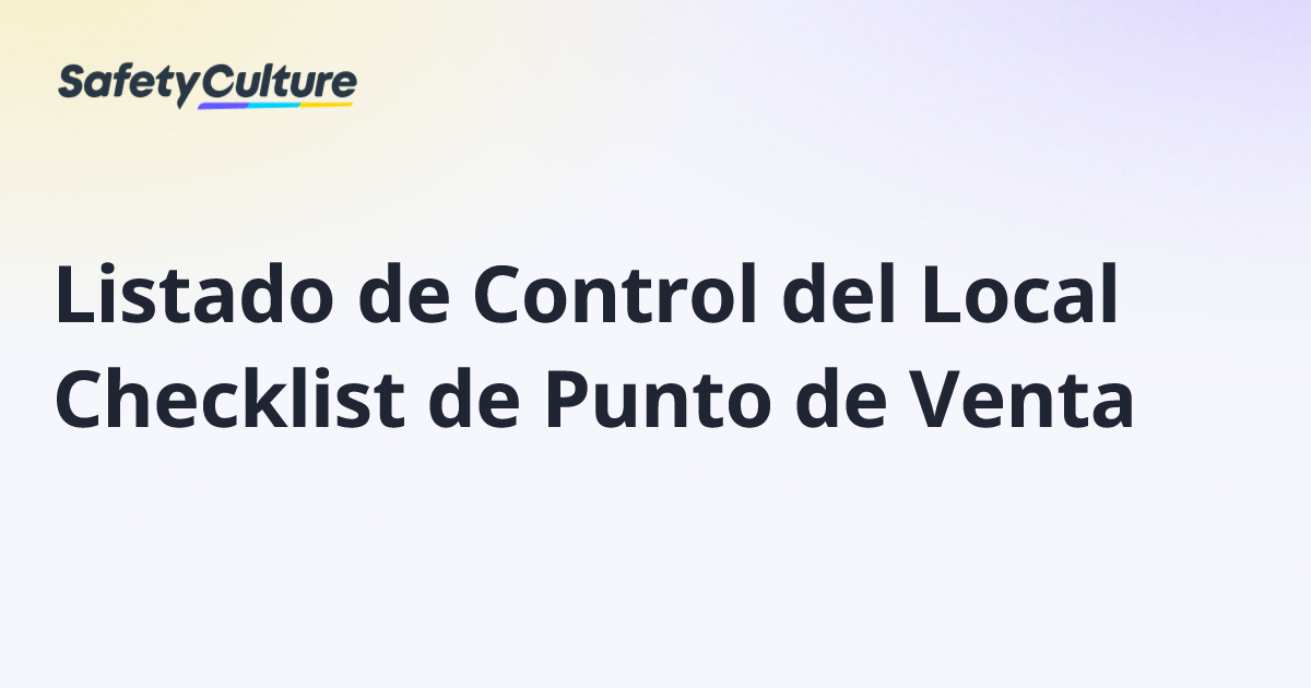 Listado de Control del Local Checklist de Punto de Venta | Free Template