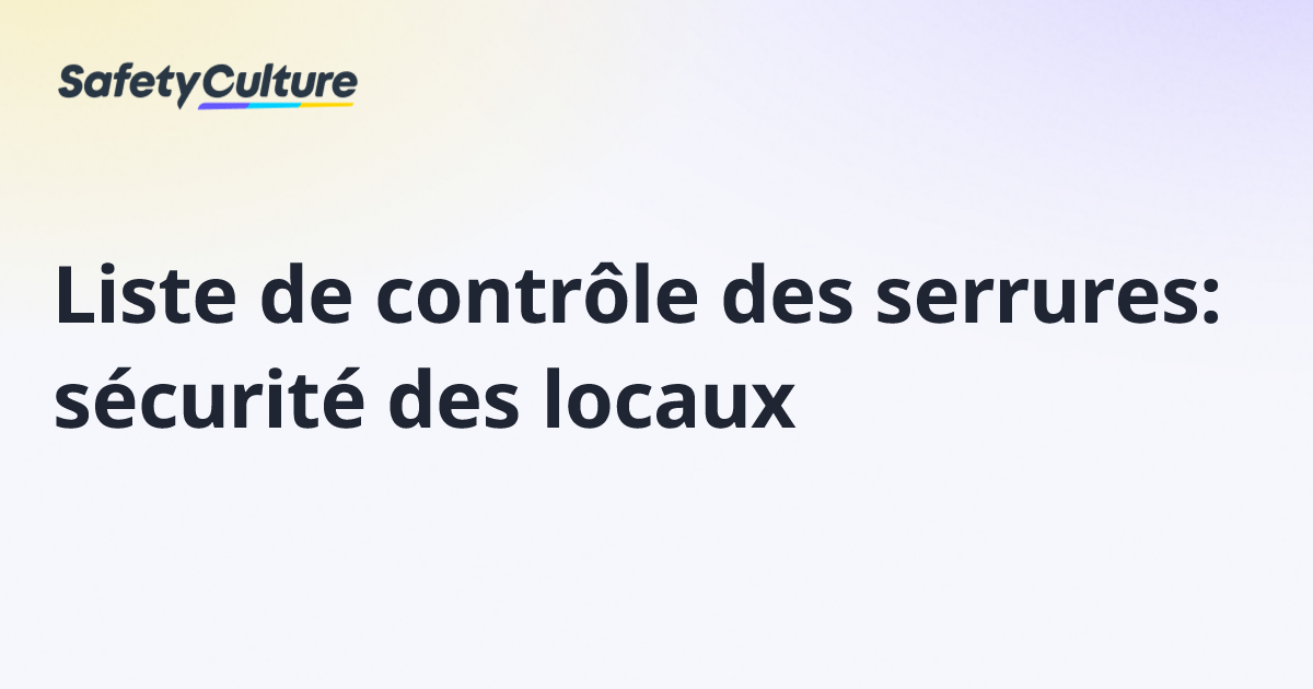 Liste de contrôle des serrures: sécurité des locaux | Free Template