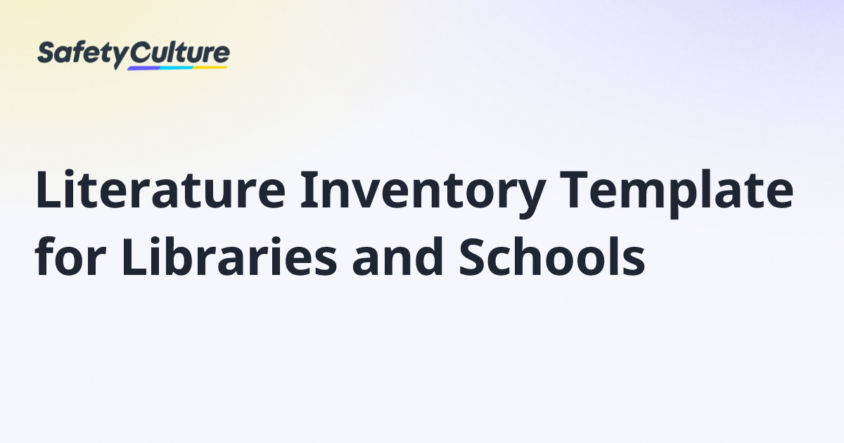 Literature Inventory Template for Libraries and Schools | Free Template