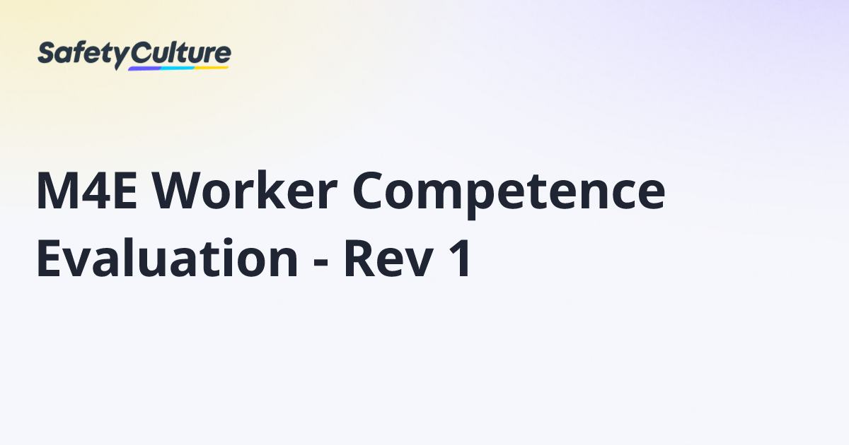 M4E Worker Competence Evaluation - Rev 1 | Free Template