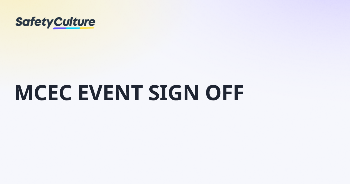 MCEC EVENT SIGN OFF | Free Template