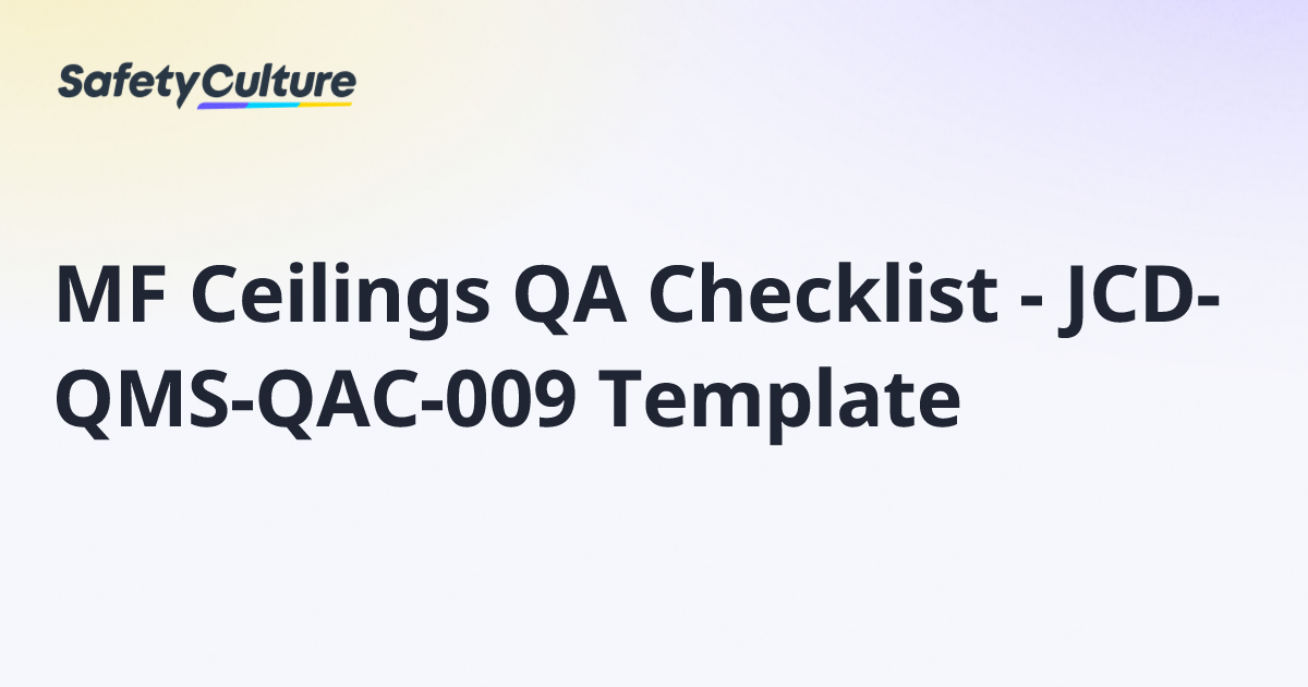 MF Ceilings QA Checklist - JCD-QMS-QAC-009 Template | Free Template