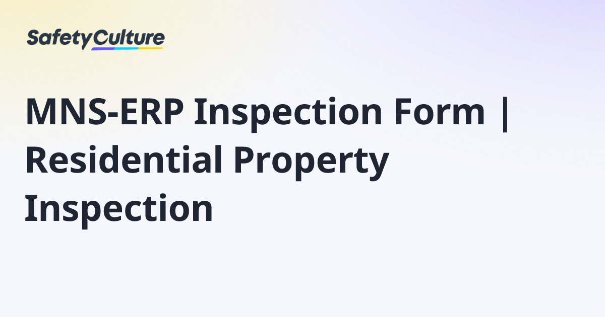 MNS-ERP Inspection Form | Residential Property Inspection | Free Template