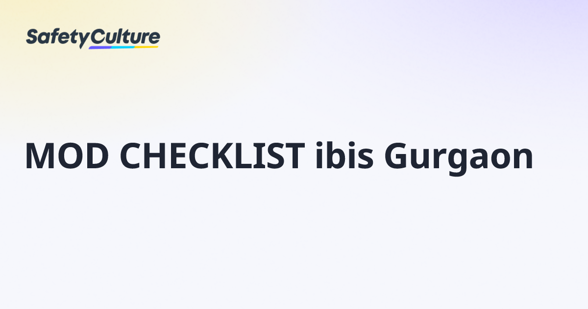 MOD CHECKLIST ibis Gurgaon | Free Template