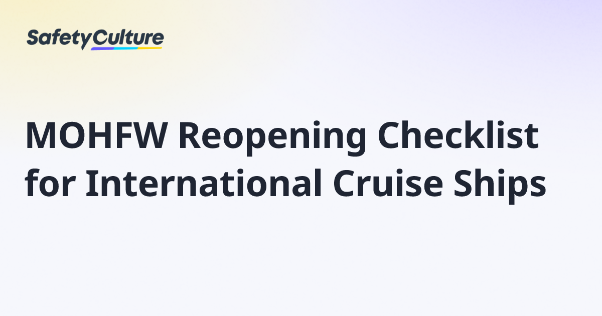MOHFW Reopening Checklist for International Cruise Ships | Free Template