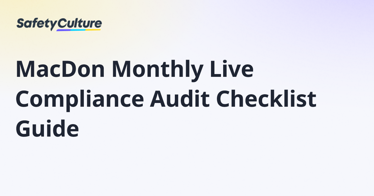 MacDon Monthly Live Compliance Audit Checklist Guide | Free Template