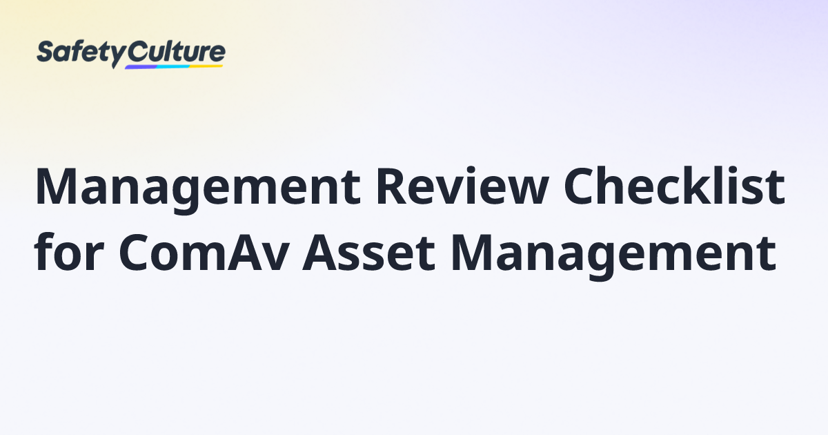 Management Review Checklist for ComAv Asset Management | Free Template
