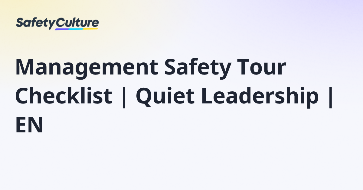 Management Safety Tour Checklist | Quiet Leadership | EN | Free Template