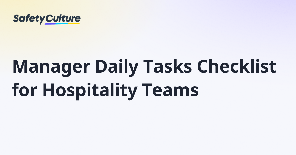 Manager Daily Tasks Checklist for Hospitality Teams | Free Template