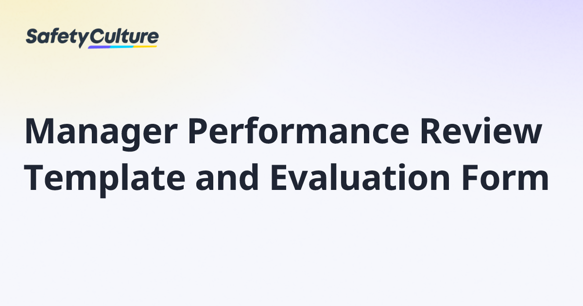 Manager Performance Review Template and Evaluation Form | Free Template