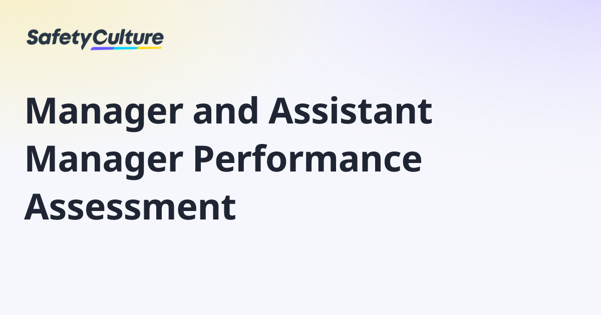 Manager and Assistant Manager Performance Assessment | Free Template