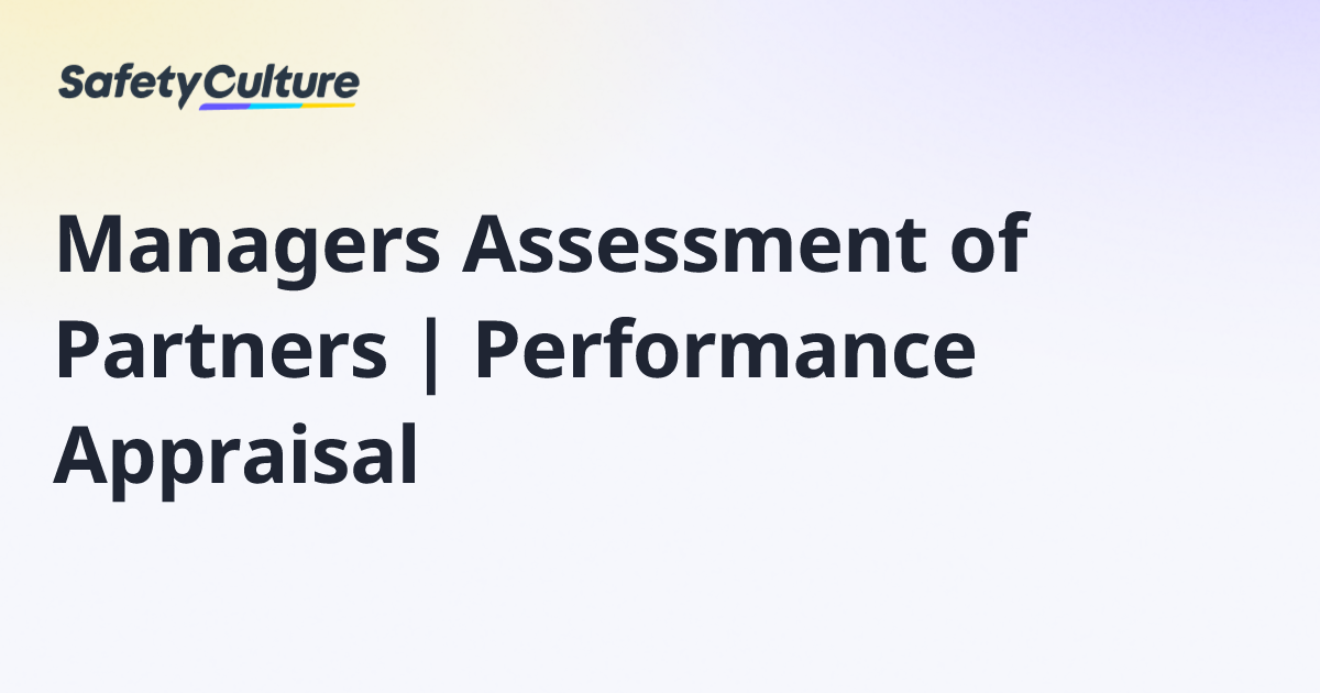 Managers Assessment of Partners | Performance Appraisal | Free Template