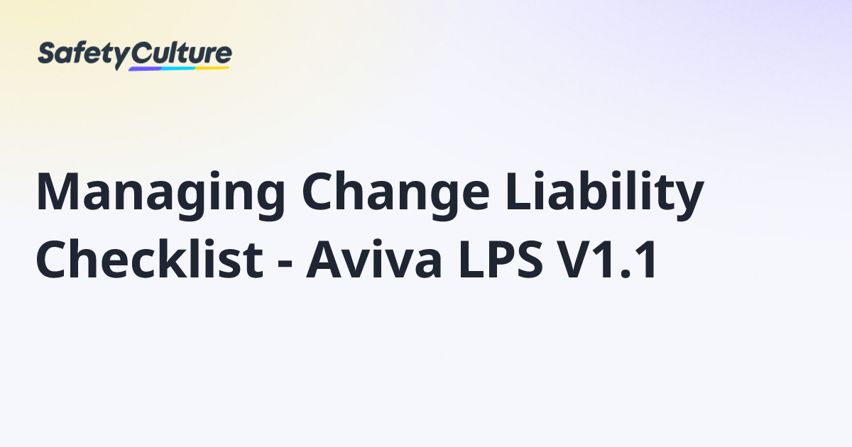 Managing Change Liability Checklist - Aviva LPS V1.1 | Free Template
