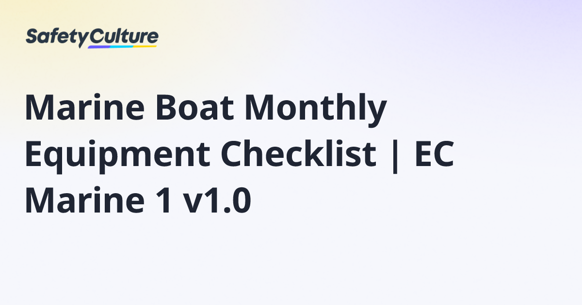 Marine Boat Monthly Equipment Checklist | EC Marine 1 v1.0 | Free Template