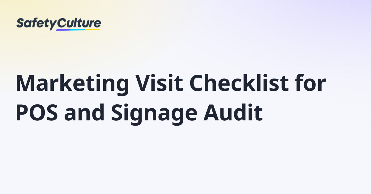 Marketing Visit Checklist for POS and Signage Audit | Free Template