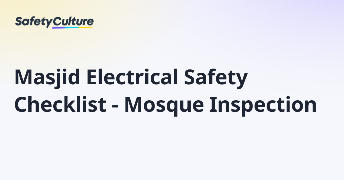 Masjid Electrical Safety Checklist - Mosque Inspection | Free Template