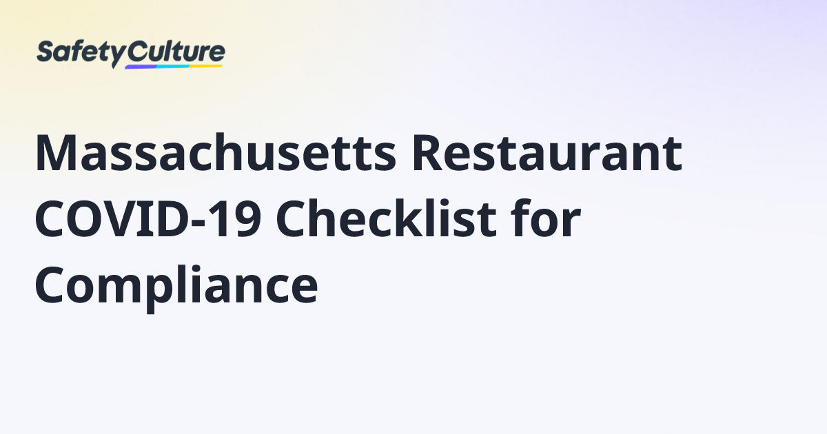 Massachusetts Restaurant COVID-19 Checklist for Compliance | Free Template