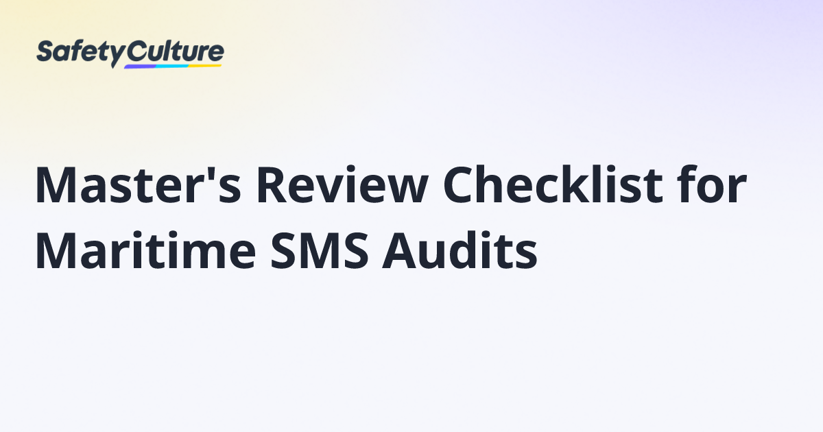 Master's Review Checklist for Maritime SMS Audits | Free Template