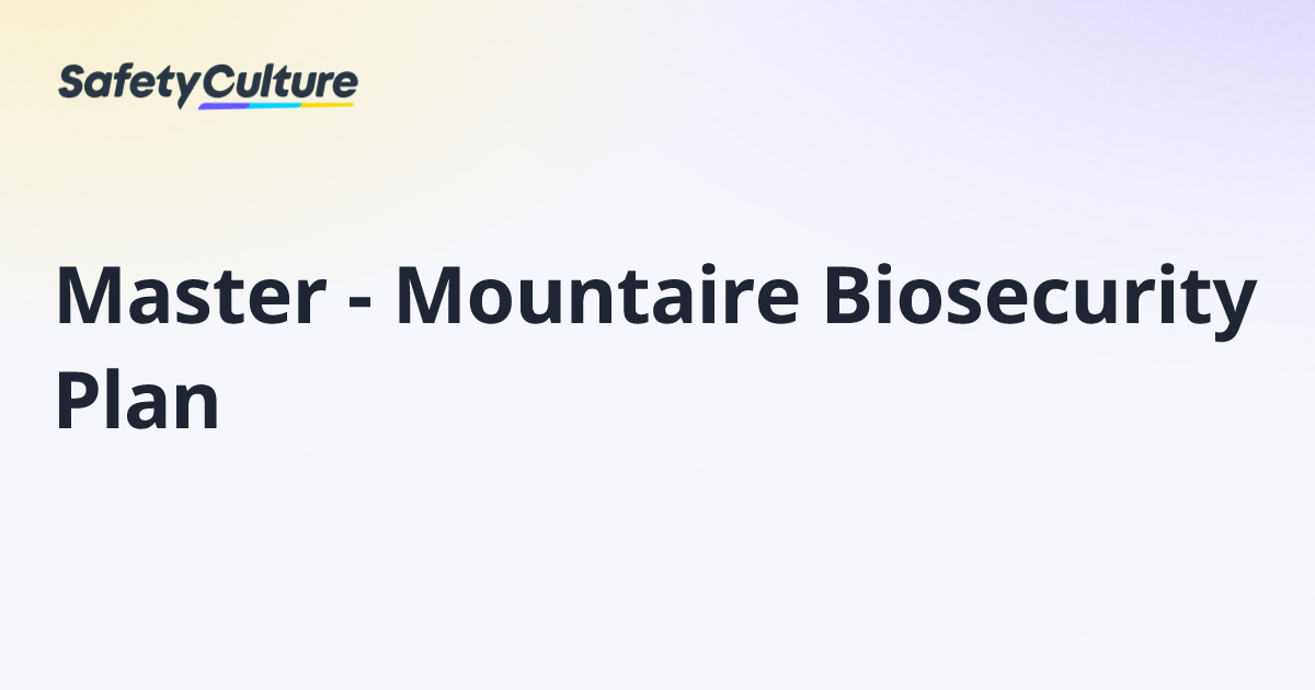 Master - Mountaire Biosecurity Plan | Free Template
