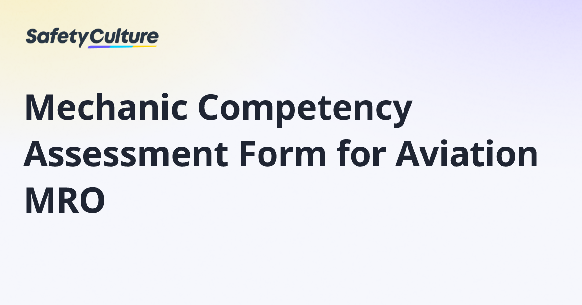 Mechanic Competency Assessment Form for Aviation MRO | Free Template