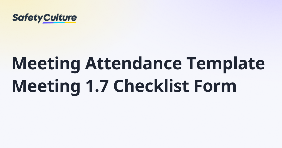 Meeting Attendance Template Meeting 1.7 Checklist Form | Free Template