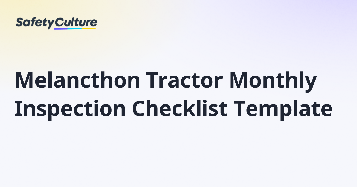 Melancthon Tractor Monthly Inspection Checklist Template | Free Template