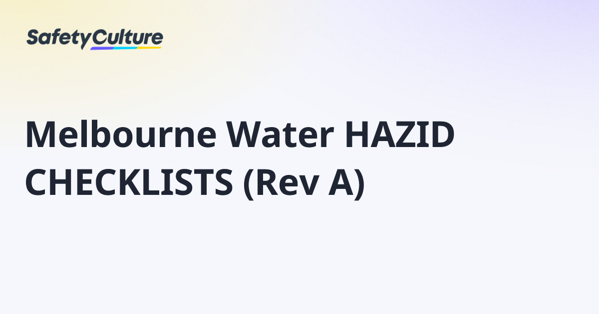 Melbourne Water HAZID CHECKLISTS (Rev A) | Free Template