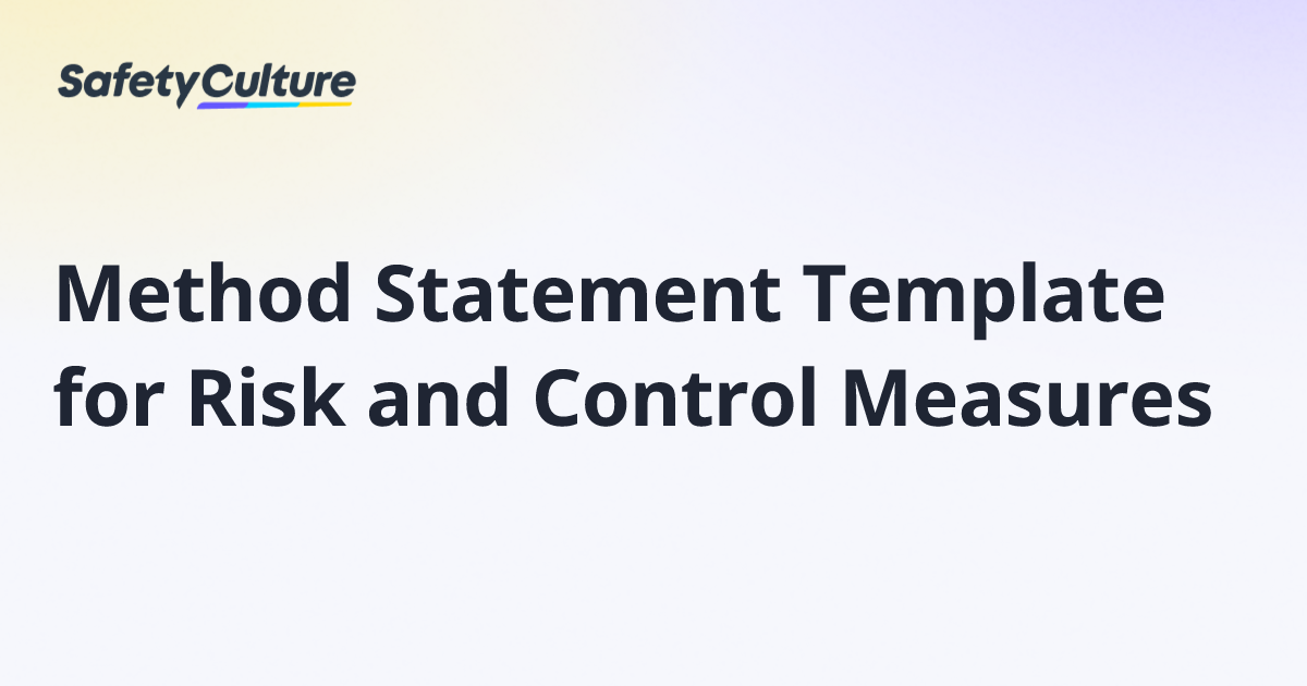 Method Statement Template for Risk and Control Measures | Free Template