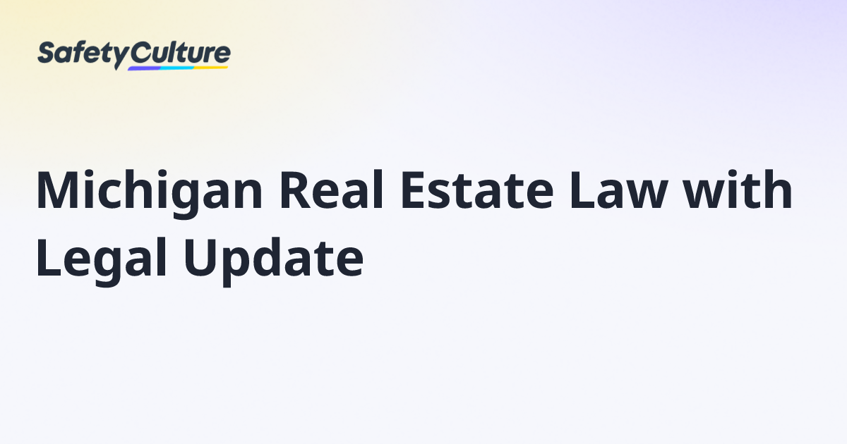 Michigan Real Estate Law with Legal Update | Free Course