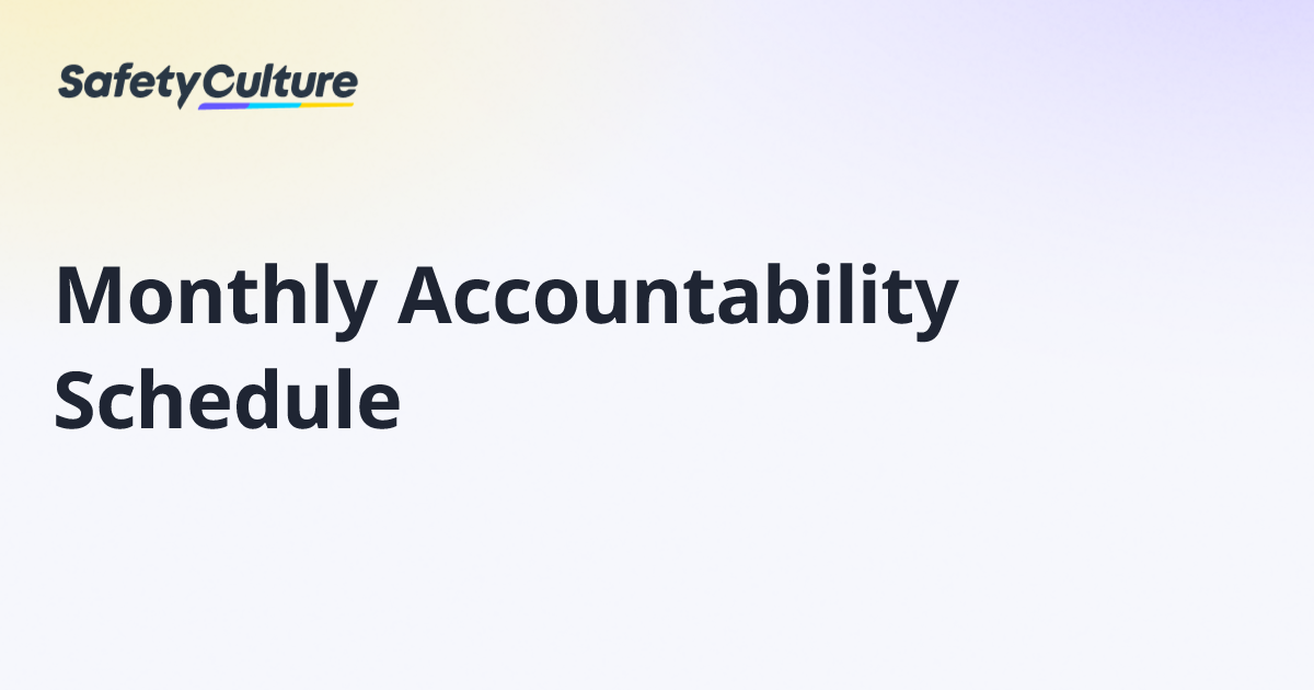 Monthly Accountability Schedule | Free Template