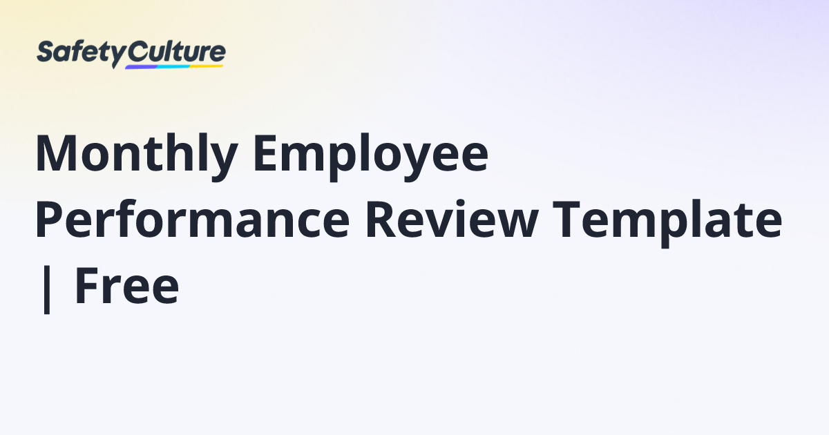 Monthly Employee Performance Review Template | Free | Free Template