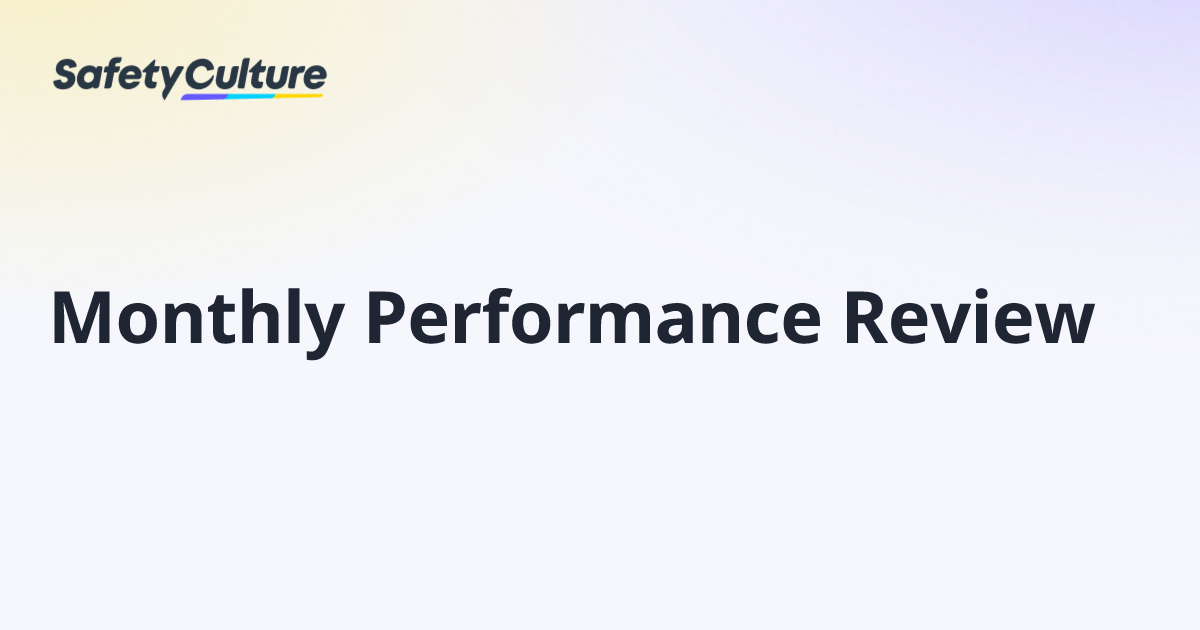 Monthly Performance Review | Free Template