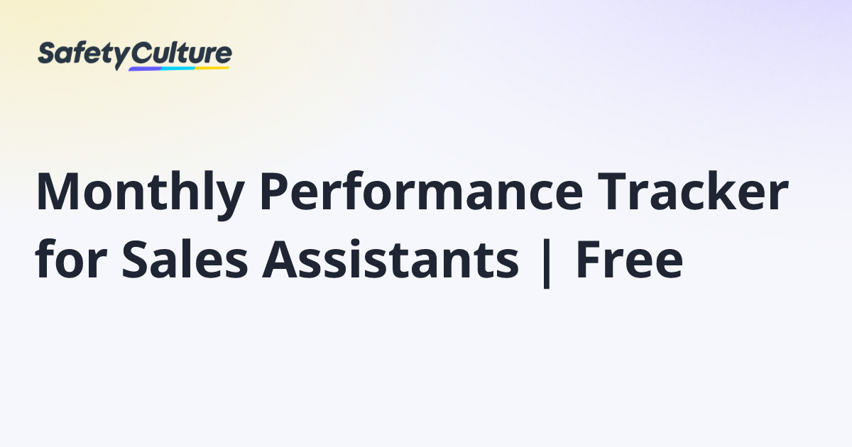 Monthly Performance Tracker for Sales Assistants | Free | Free Template