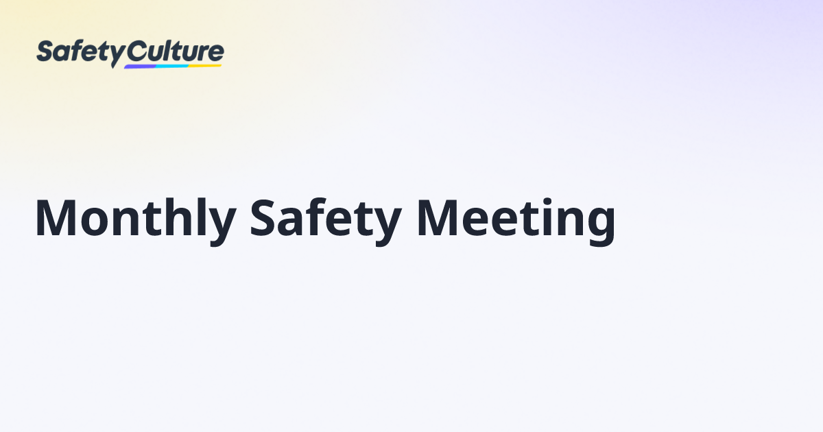 Monthly Safety Meeting | Free Template