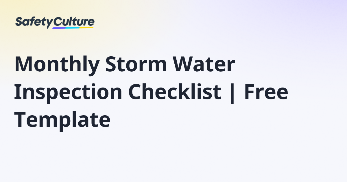 Monthly Storm Water Inspection Checklist | Free Template | Free Template