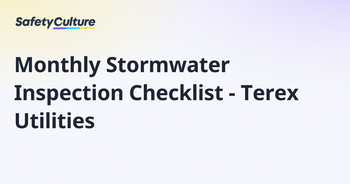 Monthly Stormwater Inspection Checklist - Terex Utilities | Free Template