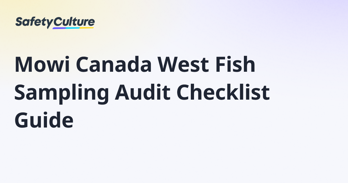 Mowi Canada West Fish Sampling Audit Checklist Guide | Free Template