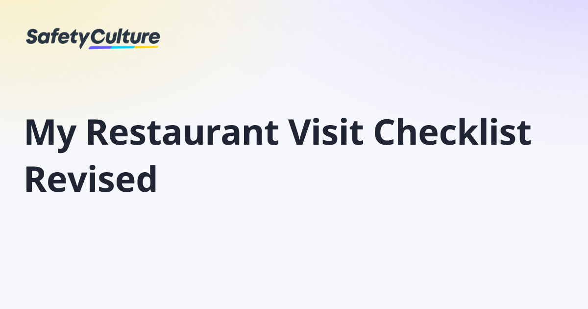 My Restaurant Visit Checklist Revised | Free Template