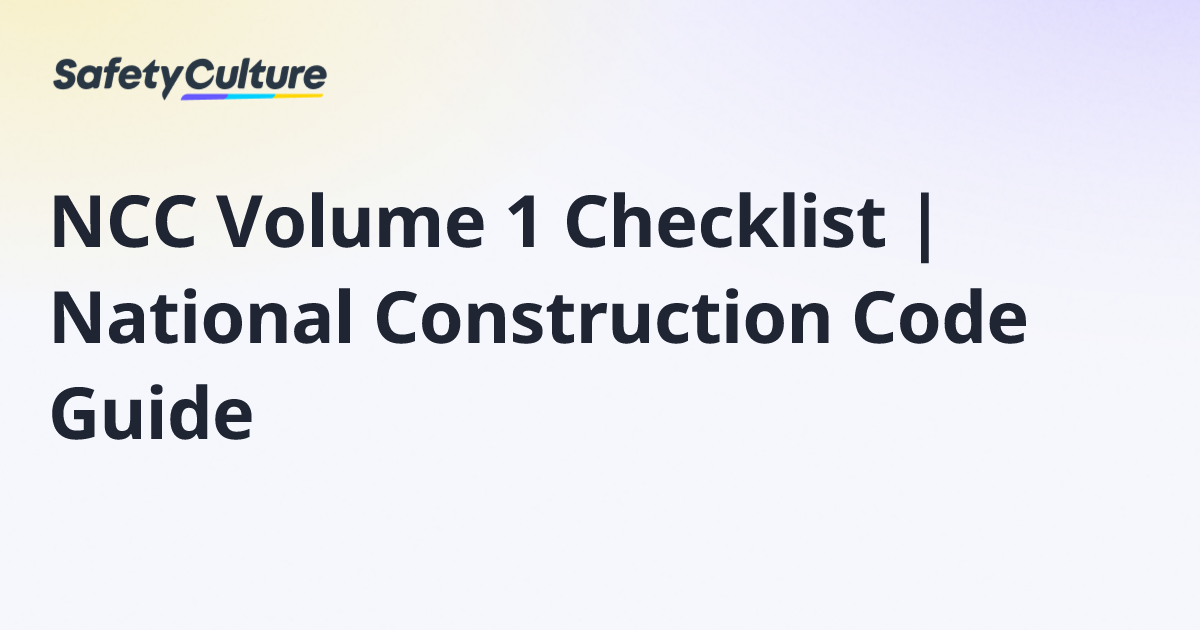 NCC Volume 1 Checklist | National Construction Code Guide | Free Template