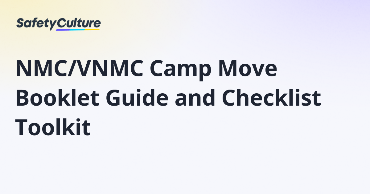 NMC/VNMC Camp Move Booklet Guide and Checklist Toolkit | Free Template
