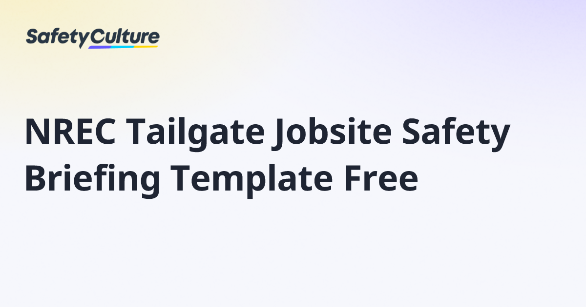 NREC Tailgate Jobsite Safety Briefing Template Free | Free Template