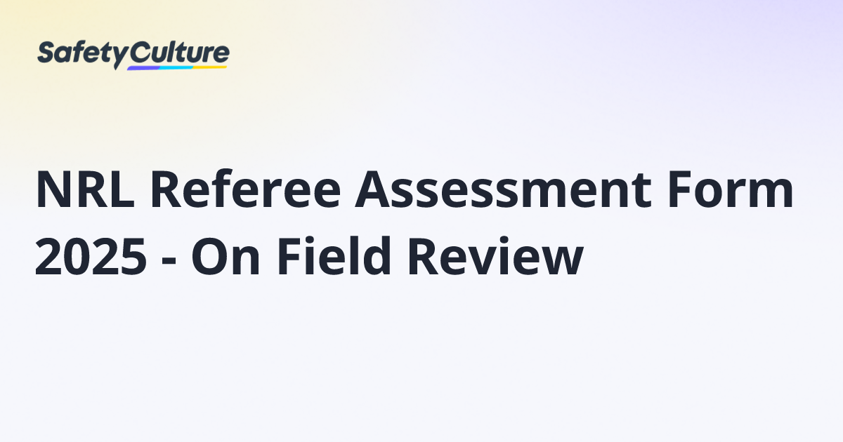 NRL Referee Assessment Form 2025 - On Field Review | Free Template