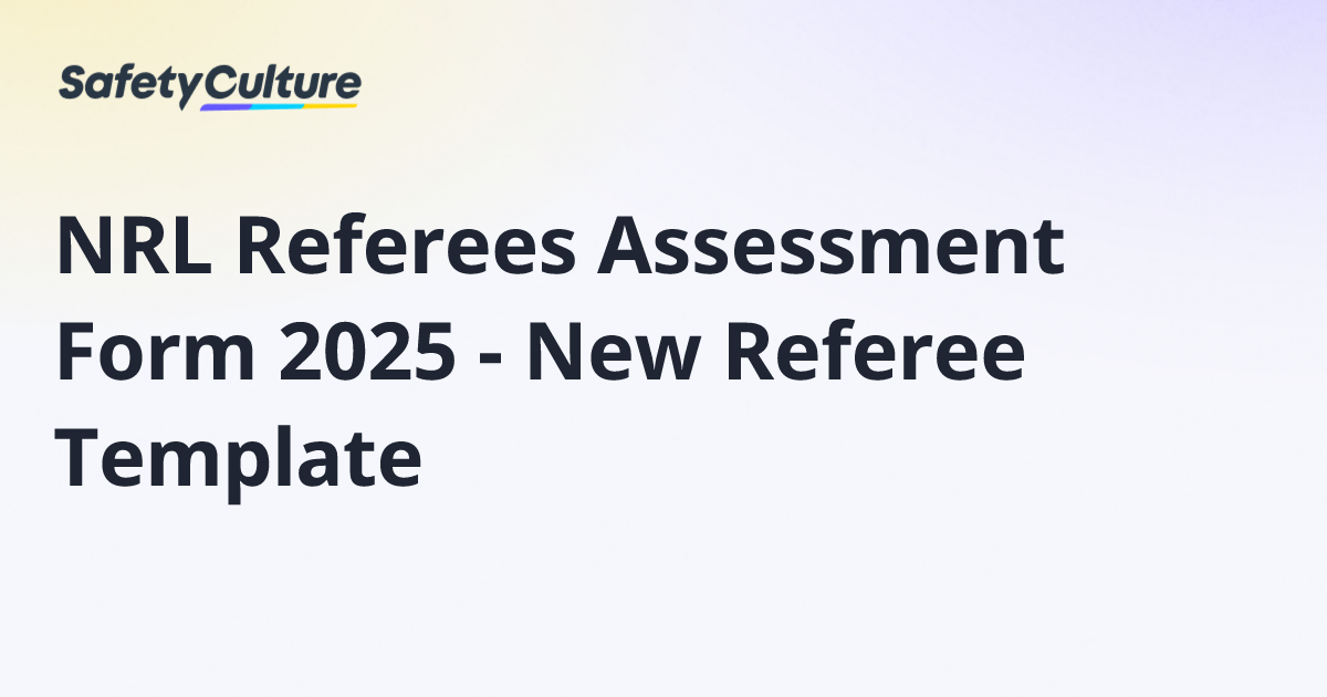 NRL Referees Assessment Form 2025 - New Referee Template | Free Template