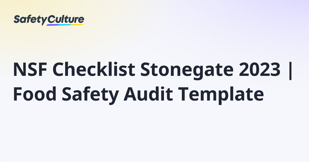NSF Checklist Stonegate 2023 | Food Safety Audit Template | Free Template