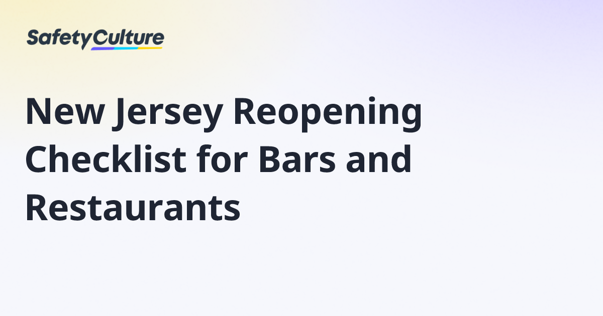 New Jersey Reopening Checklist for Bars and Restaurants | Free Template